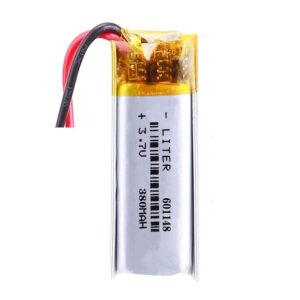 liter 3.7v 380mah 601148 lipo battery rechargeable lithium polymer ion battery pack with two lines