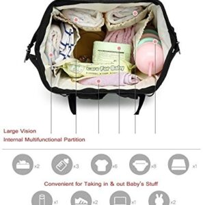 KIKYOU Diaper Bag Backpack,Waterproof Maternity Nappy Bag Changing Bags, larger, BAG01-a