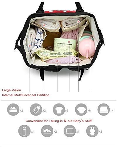 KIKYOU Diaper Bag Backpack,Waterproof Maternity Nappy Bag Changing Bags, larger, BAG01-a