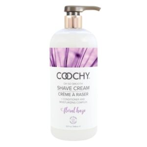 coochy intimate shaving cream for women sensitive skin, shave conditioner & moisturizer for face & body, shave cream, anti-bump, floral haze, 32 oz