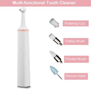 Household Electric Tooth Cleaning Set with 3 Adjustable Modes Teeth Cl𝓮aning Tools for Pl𝒶que C𝒶lculus Remover (Basic-Pink-AA Battery Powered)