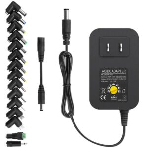 arkare 30w universal ac to dc power adapter adjustable power supply 3v 4.5v 6v 9v 12v 2a 1a dc adapter ac 100-240v to dc 3-12v multi voltage switching power adapter with 15 tips + polarity converter