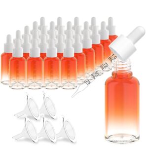 jagolain eye dropper bottles 1oz (gradient colored glass bottle 30ml with white caps, funnel) empty tincture bottles for essential oils, perfume (30 pack, orange)