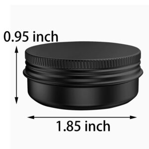 20 Pcs 1 Ounce Aluminum Tin Jars Containers Leak Proof Cosmetic Tin Jars Containers Round Screw Lids for Cosmetic, Salves, Balms, Lip Balm or Others, 30mL Black