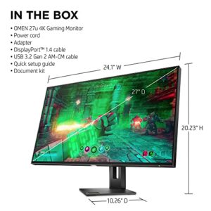 OMEN 27u 4K Gaming Monitor, 4K UHD Display (3840 x 2160), IPS panel, 99% sRGB, 95% DCI-P3, 16:9, AMD FreeSync Premium Pro Technology, 27u (2022),Black