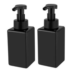 uujoly foaming soap dispenser, 15oz refillable pump bottle plastic for liquid soap, shampoo, body wash, 2 pcs, black