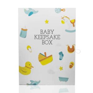 baby keepsake box - elegant baby box with drawers, paper file storage, cute stickers, and additional compartments, memory box for keepsakes