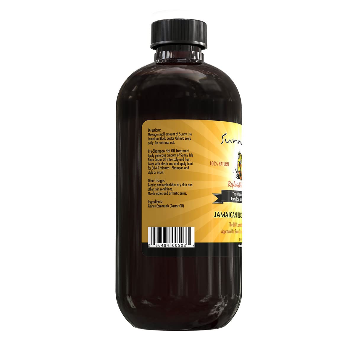 Sunny Isle Jamaican Black Castor Oil 8oz - Plastic PET Bottle | Hair Growth Oil, Eyebrows & Eyelashes, Scalp and Nail Care | Skin Conditioning