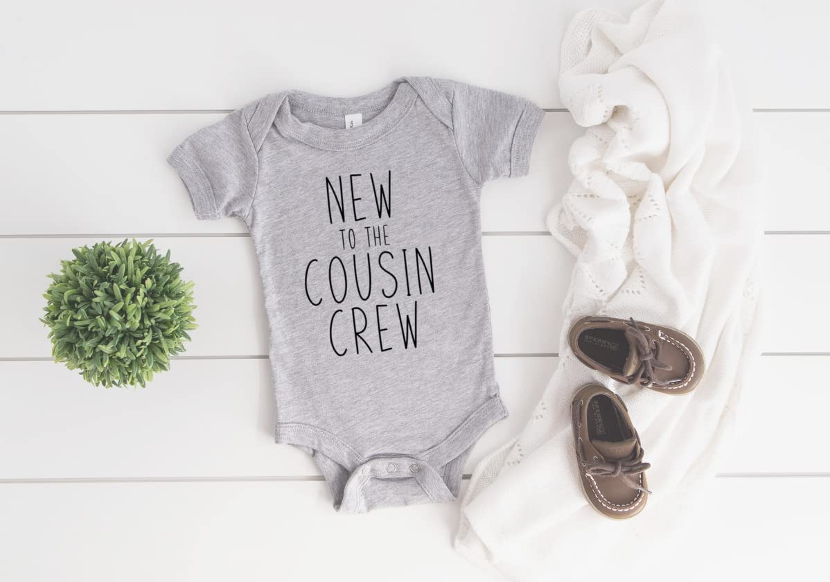 Pregnancy Announcement for Grandparents Size 0-3 Months: New To The Cousin Crew Baby Announcement for Family Romper Gray. Baby Boy Girl - Baby Announcement Onesie Baby Announcement Gifts