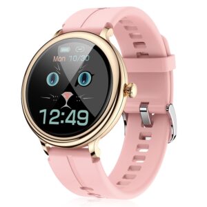 weybon smart watch for women fitness tracker: 1.09'' touch screen smartwatch for android & ios phone with waterproof ip68 gold pink