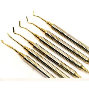 ar medical equipments | 6 pcs dental composite resin filling gold coated restorative kit - composite dental hand instruments - dental tools professional stainless steel restorative instruments