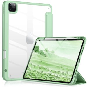 dirrelo compatible with ipad pro 11 inch case 4th /3rd /2nd generation(2022/2021/ 2020) with pencil holder, shockproof cover with clear back shell for ipad pro 11, auto sleep/wake, mint green