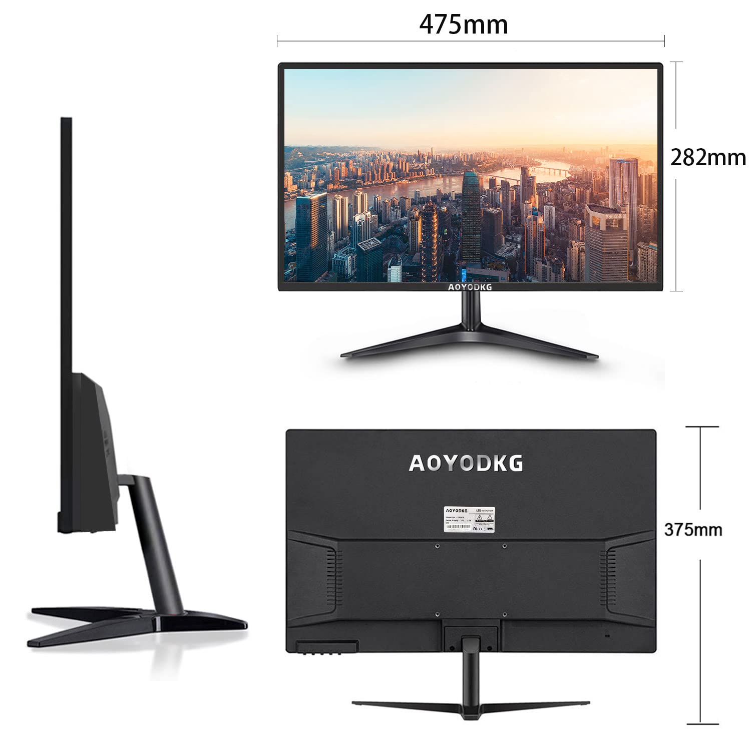 AOYODKG 20 inch PC Monitor, Professional Thin Computer Monitor with TN Panel and Blue Light Settings, 75Hz HD LED Monitor, Desktop Monitor with HDMI and VGA Port for Home Office, Machine Black