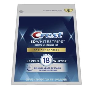 crest 3dwhitestrips radiant express at-home teeth whitening kit, 14 treatments