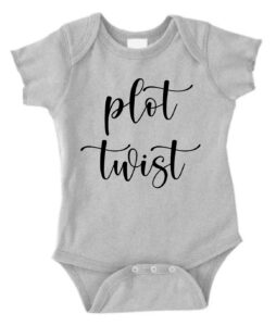 everyday hero clothing co. pregnancy announcement onesie size 0-3 months: plot twist baby announcement for family romper gray. baby boy girl