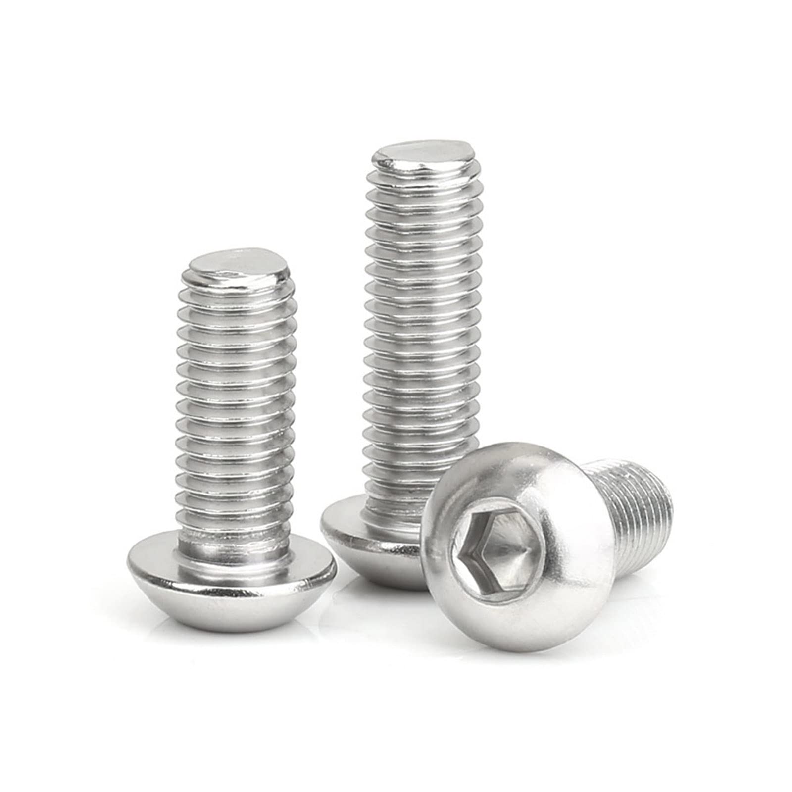 #10-32×3/4" Button Head Socket Cap Screws, Stainless Steel 18-8 (304), Allen Hex Button Head Screws,50PCS