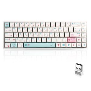 boyi wk68 hot swappable rgb mechanical keyboard,wireless bluetooth 5.0/2.4g/wired type-c tri-mode pbt sublimation keycaps 65% gaming keyboard(gateron yellow switch,weather theme xda keycaps)