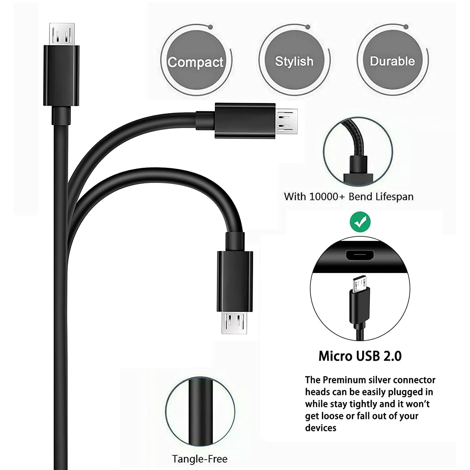 YCWZZH 5V Fast Charger Charging Cable Cord Compatible with for Noco Boost Sport GB20 GB30 GB40 GB40HD GB50Pro GB70 GB70XL GB150Sport Battery Jump Starter & More Micro USB Charger (5ft Black)