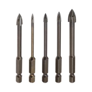 micro traders 5pcs tile drill bits with hex shank glass concrete drill bit set masonry drill bits for brick tile plastic and wood 3mm 4mm 5mm 6mm 8mm