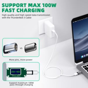 DuHeSin USB C Magnetic Adapter, (2 Pack) 24Pins Magnetic USB C Adapter Straight with PD 100w Charge USB3.1 10Gbps Data Transfer 4K 60Hz Video for Thunderbolt 3 MacBook Pro/Air and More Type C Devices