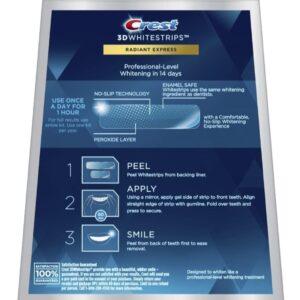 Crest 3DWhitestrips Radiant Express At-home Teeth Whitening Kit, 14 Treatments