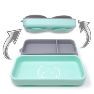 stella rose suction-go-bowl® dip-it edition the world's most compact toddler suction dish. 100% food grade silicone. transforms into container. (grey and green)