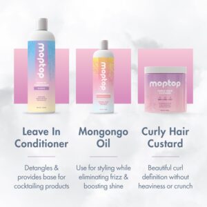 MopTop Curly Hair Bundle: Moisturizing Leave-In Conditioner with Mongongo Oil, Defining Lightweight Curl Gel for Wavy and Curly Hair Routine, Women's Haircare