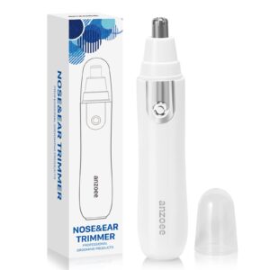 2022 upgraded nose hair trimmer,nose ear trimmer for men women, eyebrow and facial hair removing trimmer clipper, battery-operated dual- edge blades, hair trimmer with waterproof (white)