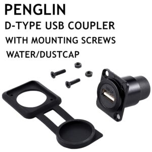 PENGLIN 2Pack USB 2.0 Panel Mount Connector, D-Type Module USB Pass Through Coupler, Female to Female Bulkhead Extension Interface Adapter