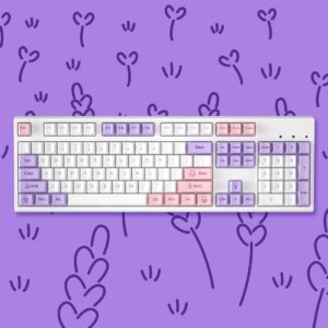 YUNZII Lavender Rabbit Dye Sub PBT Keycaps,140 Full Keys Dye Sublimation PBT Custom Keycaps with Key Puller for Cherry Gateron MX Switches Mechanical Gaming Keyboard(Cherry Profile,Lavender Rabbit)