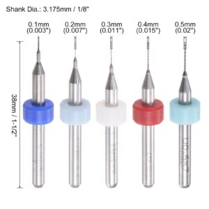 uxcell Micro PCB Drill Bit Set, 1/8" Shank 0.1mm-1.0mm Solid Tungsten Carbide CNC Engraving Print Circuit Board Drill Bits Rotary Tool 10pcs