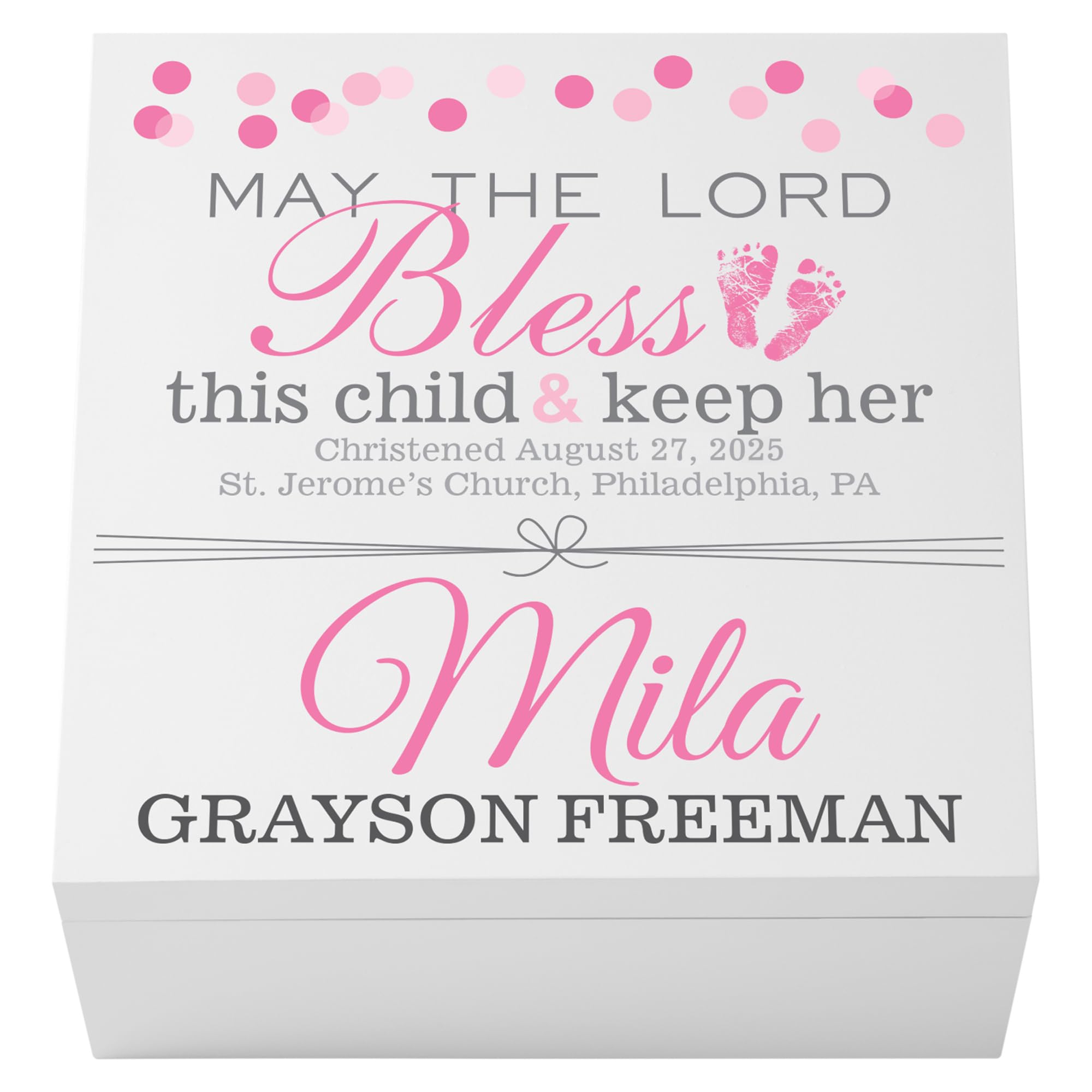 Let's Make Memories Personalized Keepsake Box for Baptism - Memories Box - Memento Storage - For Girls (Pink) - 6" Hx12 Sq