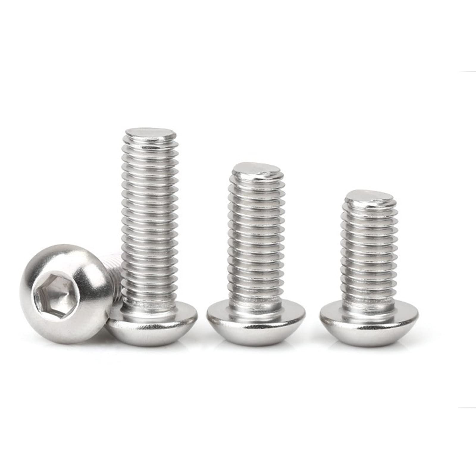 #10-32×3/4" Button Head Socket Cap Screws, Stainless Steel 18-8 (304), Allen Hex Button Head Screws,50PCS