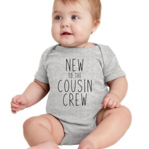 Pregnancy Announcement for Grandparents Size 0-3 Months: New To The Cousin Crew Baby Announcement for Family Romper Gray. Baby Boy Girl - Baby Announcement Onesie Baby Announcement Gifts