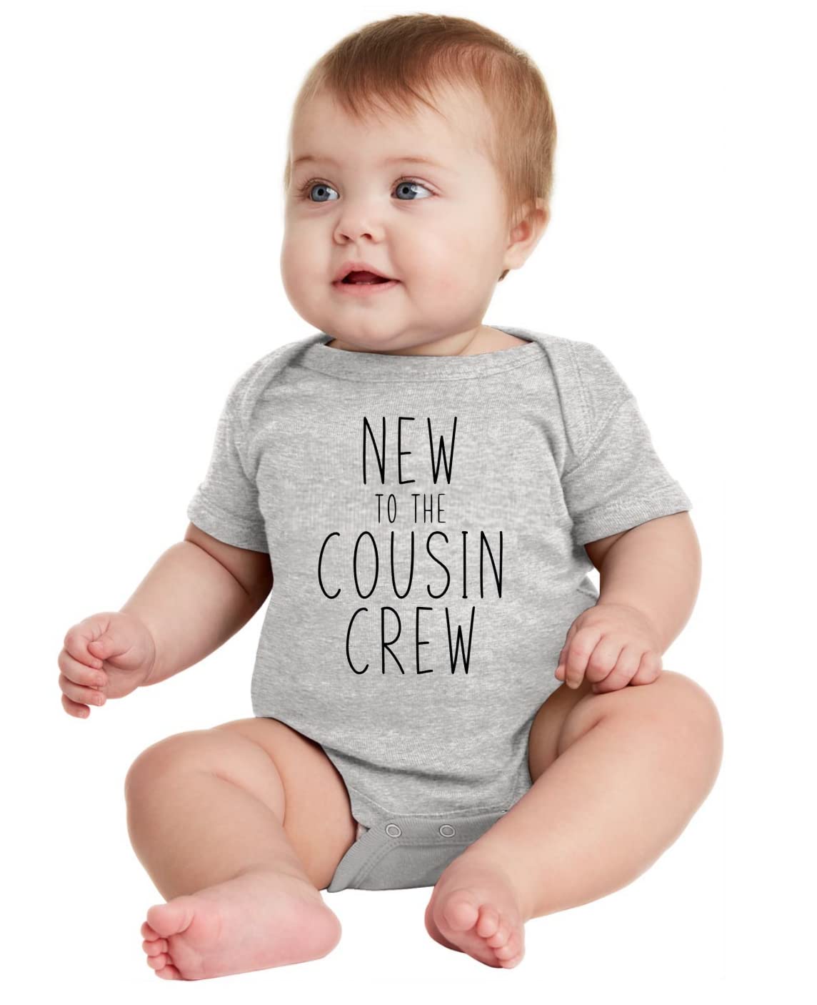 Pregnancy Announcement for Grandparents Size 0-3 Months: New To The Cousin Crew Baby Announcement for Family Romper Gray. Baby Boy Girl - Baby Announcement Onesie Baby Announcement Gifts