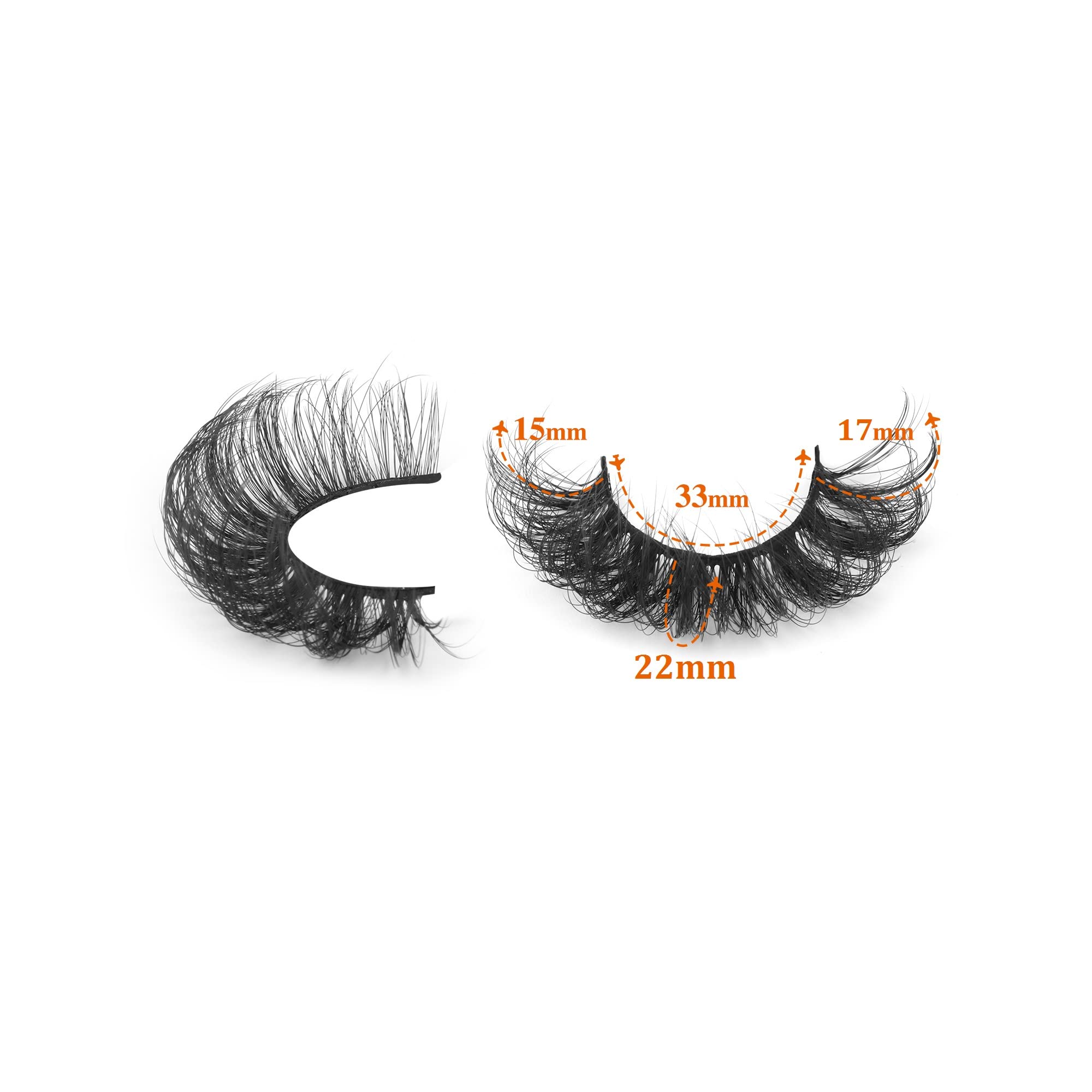 HeyAlice Mink Lashes Fluffy False Eyelashes 22mm Natural Dramatic Eye Lashes Pack D Curl Volume Strip Fake Eyelashes (HY2)