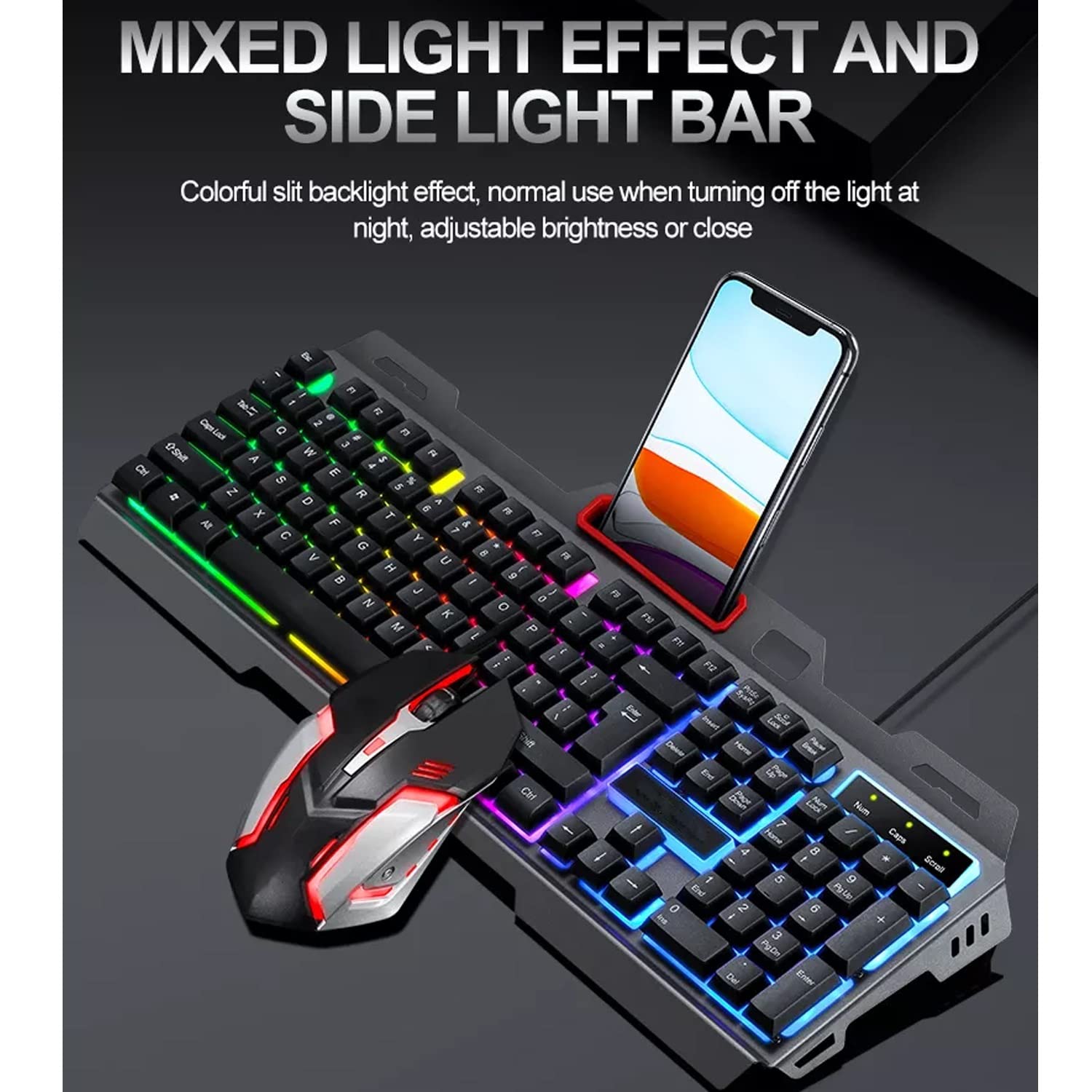 EXHNLE Gaming Keyboard and Mouse Combo, LED Rainbow Backlit Keyboard with 104 Key Computer PC Gaming Keyboard for Computer, Desktop, Notebook, Laptop