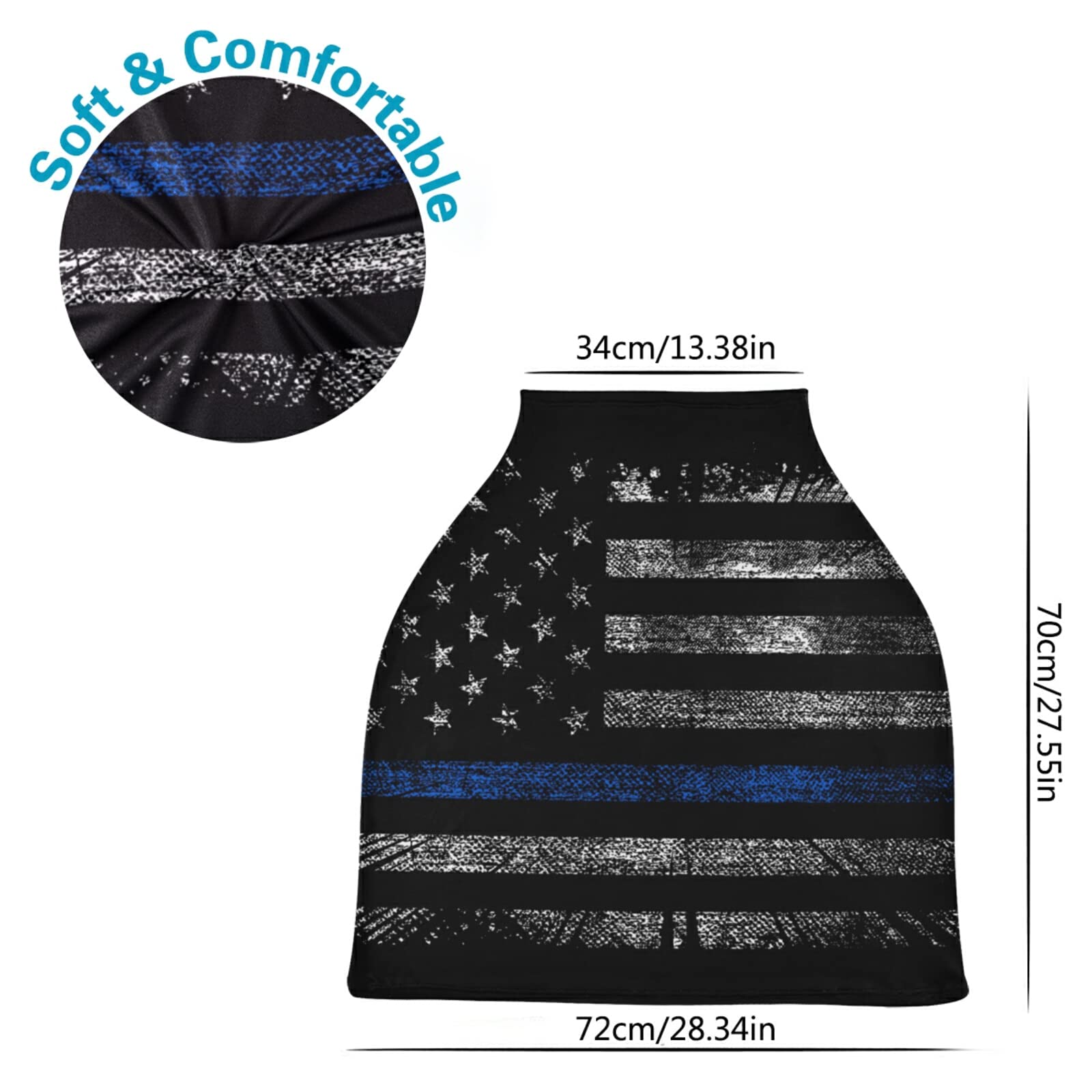 Nursing Cover Breastfeeding Scarf Grunge USA Police - for Baby Car Seat Covers, Stroller Cover, Carseat Canopy(228rh8a)