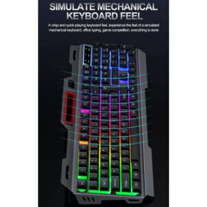 EXHNLE Gaming Keyboard and Mouse Combo, LED Rainbow Backlit Keyboard with 104 Key Computer PC Gaming Keyboard for Computer, Desktop, Notebook, Laptop