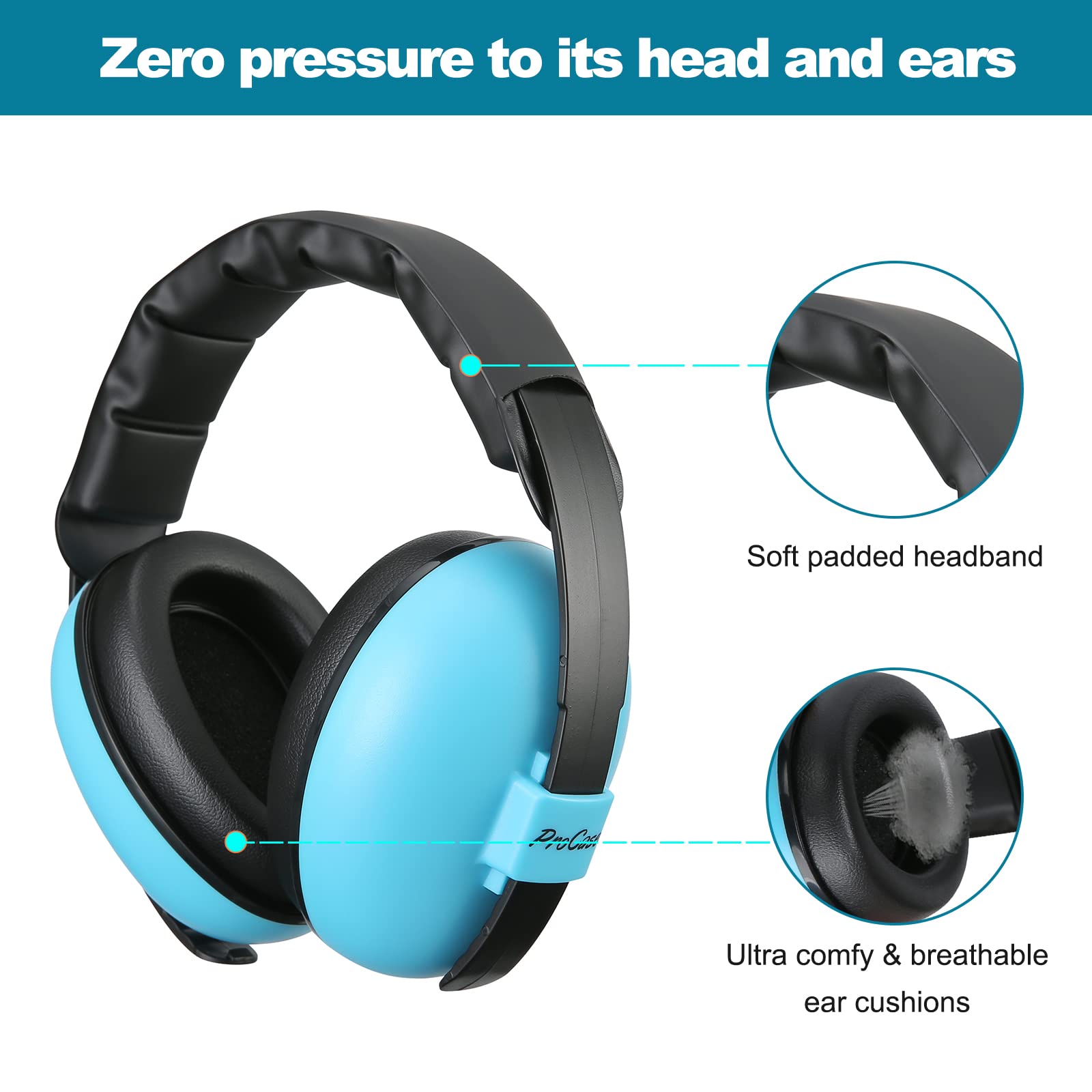 ProCase Baby Headphones for Noise, NRR 22 dB Baby Ear Muffs Noise Protection for Airplane Sleep, Baby Noise Cancelling Headphones, Infant Toddler Ear Protection for 3 Months to 2 Years -Blue