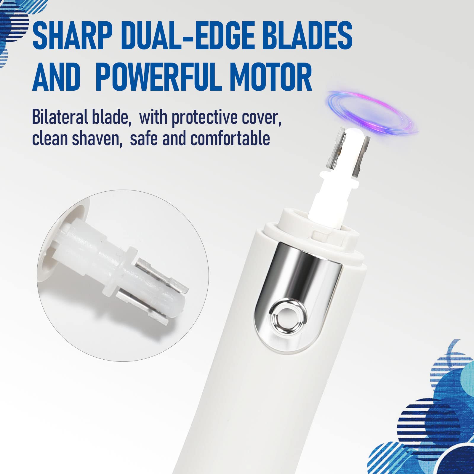 2022 Upgraded Nose Hair Trimmer,Nose Ear Trimmer for Men Women, Eyebrow and Facial Hair Removing Trimmer Clipper, Battery-Operated Dual- Edge Blades, Hair Trimmer with Waterproof (White)