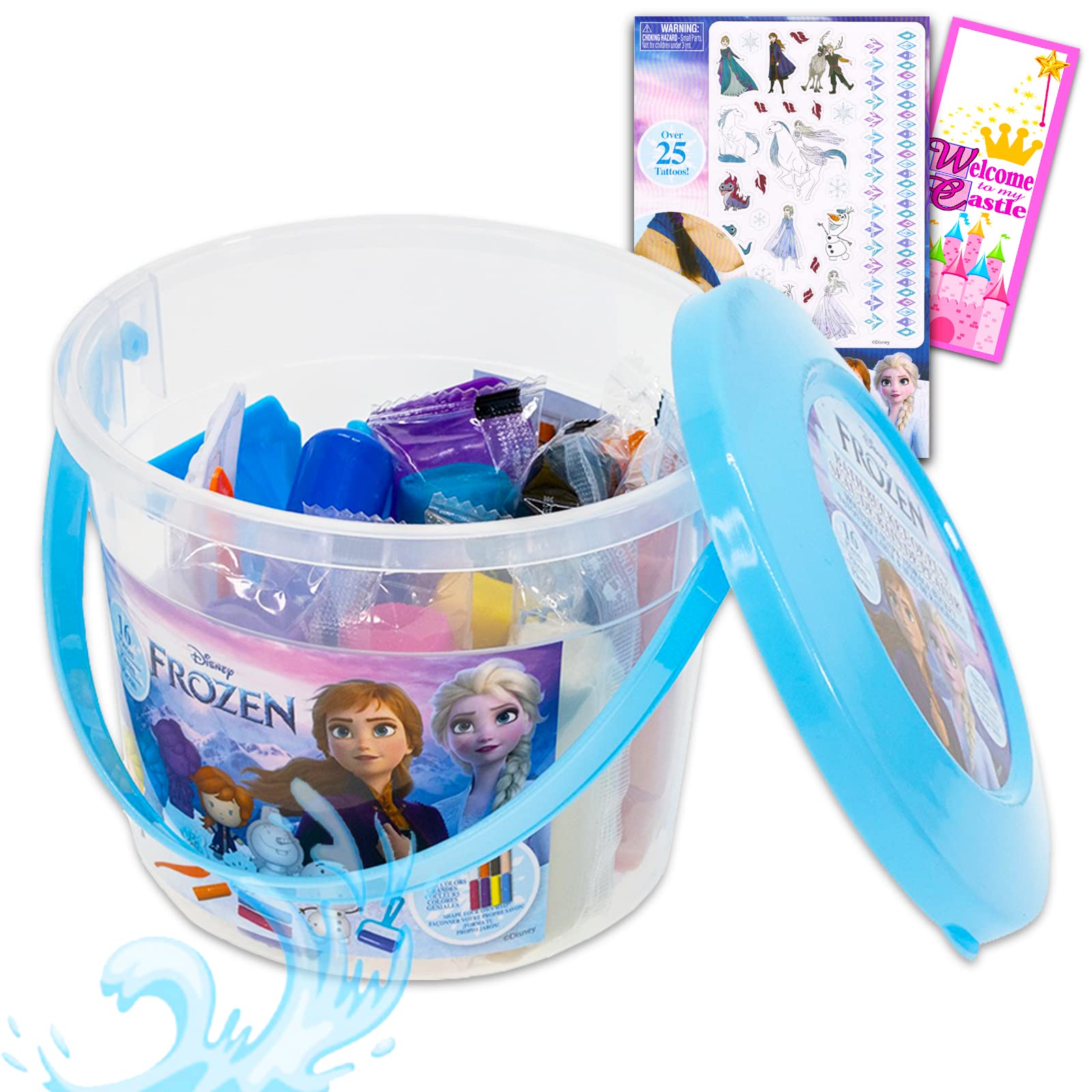 Disney Frozen Bath Toys for Girls Bundle - 17 Piece Frozen Bath Set with Colorful Molding Soaps, Crafting Toys, Bucket, More