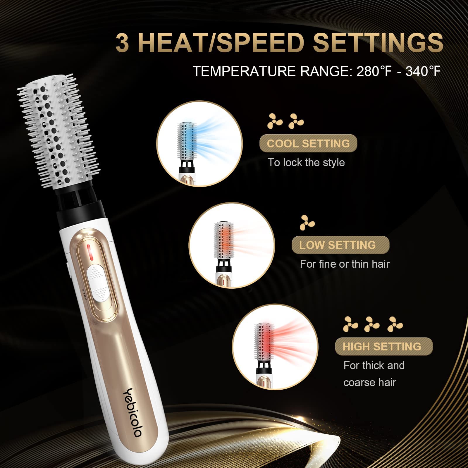 Hair Dryer Brush, 3 in 1 One Step Hot Brushes for Women with Changeable Brush Heads, Negative Ionic Brush Blow Dryer Styler Volumizer for Short Long Hair Mother's Day