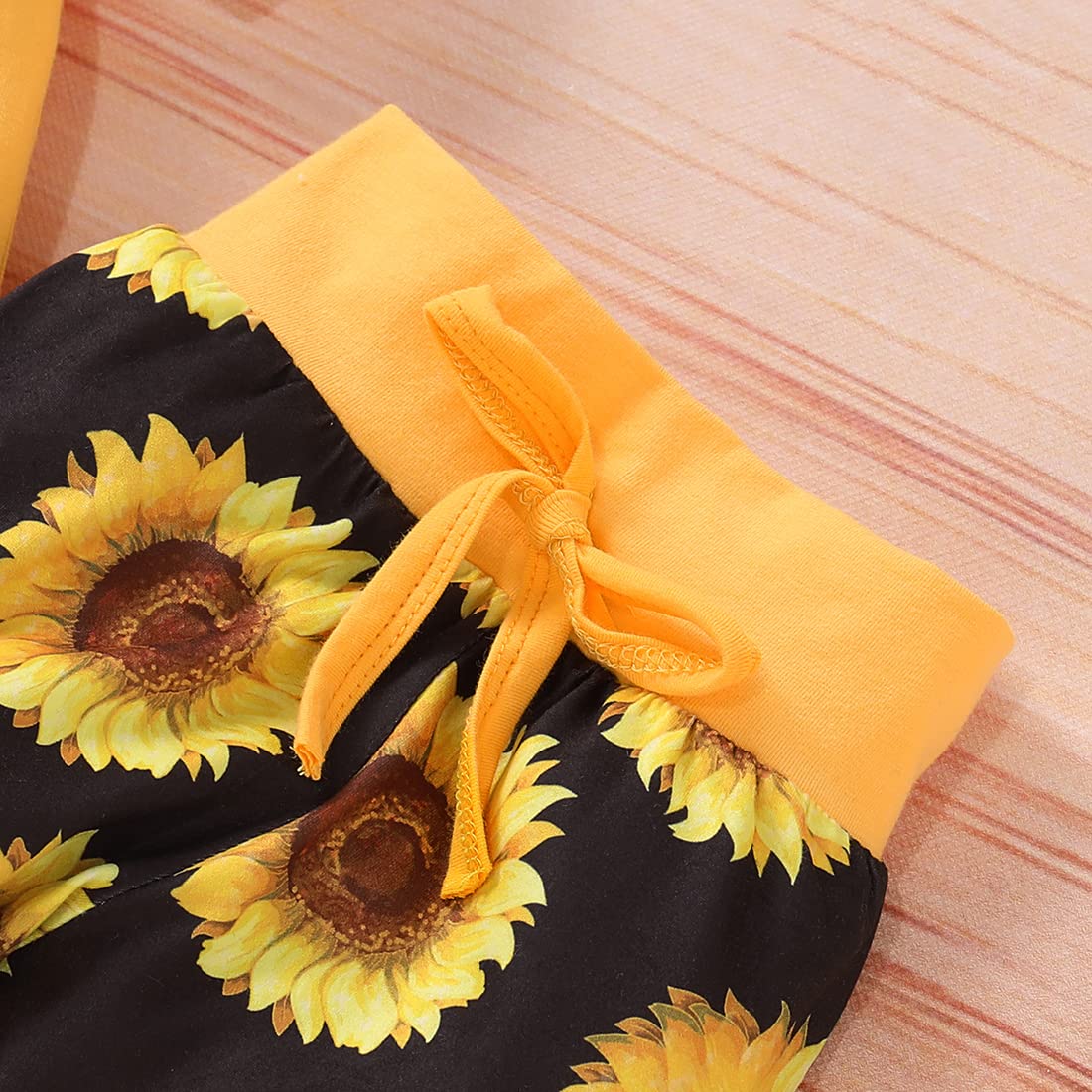 Cabucale Baby Girl Sunflower Printing Newborn Babysuit Long Pants T Shirt Kids Toddler Children Tops Outfits With Hairband