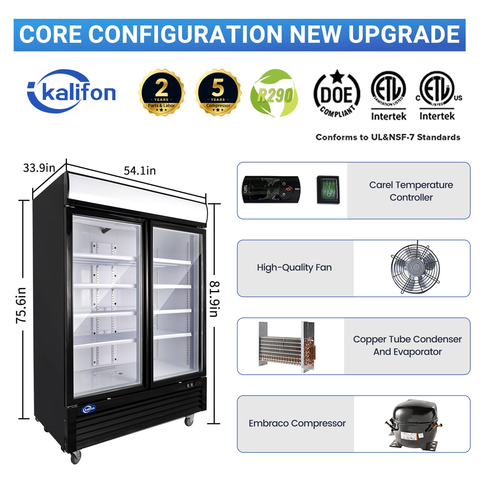 kalifon 54" Commercial Display Refrigerator