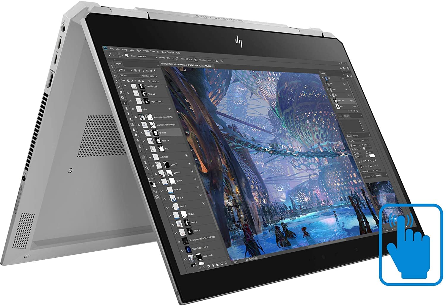 HP ZBook Studio x360 G5 (Intel Xeon E-2176M, 16GB RAM, 512GB PCIe SSD, 15.6"" FHD 1920x1080 Touch, NVIDIA Quadro P1000, ZBook Pen, Win10 Pro), Silver (Renewed)