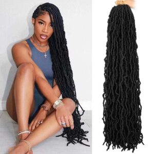 6 packs 36 inch faux locs crochet hair pre looped crochet goddess loc hair braids soft locs crochet hair for black women (36 inch (pack of 6), 1b#)