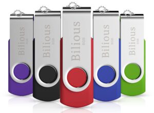 usb flash drive, bilious swivel metal style thumb drives with led indicator, portable fold memory stick keychain design u disk (2gb, 10 pack)