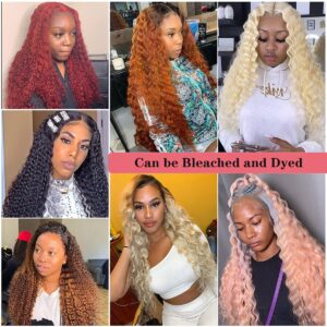 26 Inch Deep Wave Lace Front Wigs Human Hair Wigs for Black Women 180% Density HD Transparent 13×4 Lace Front Glueless Wigs Human Hair Pre Plucked with Baby Hair Deep Curly Lace Frontal Human Hair Wig