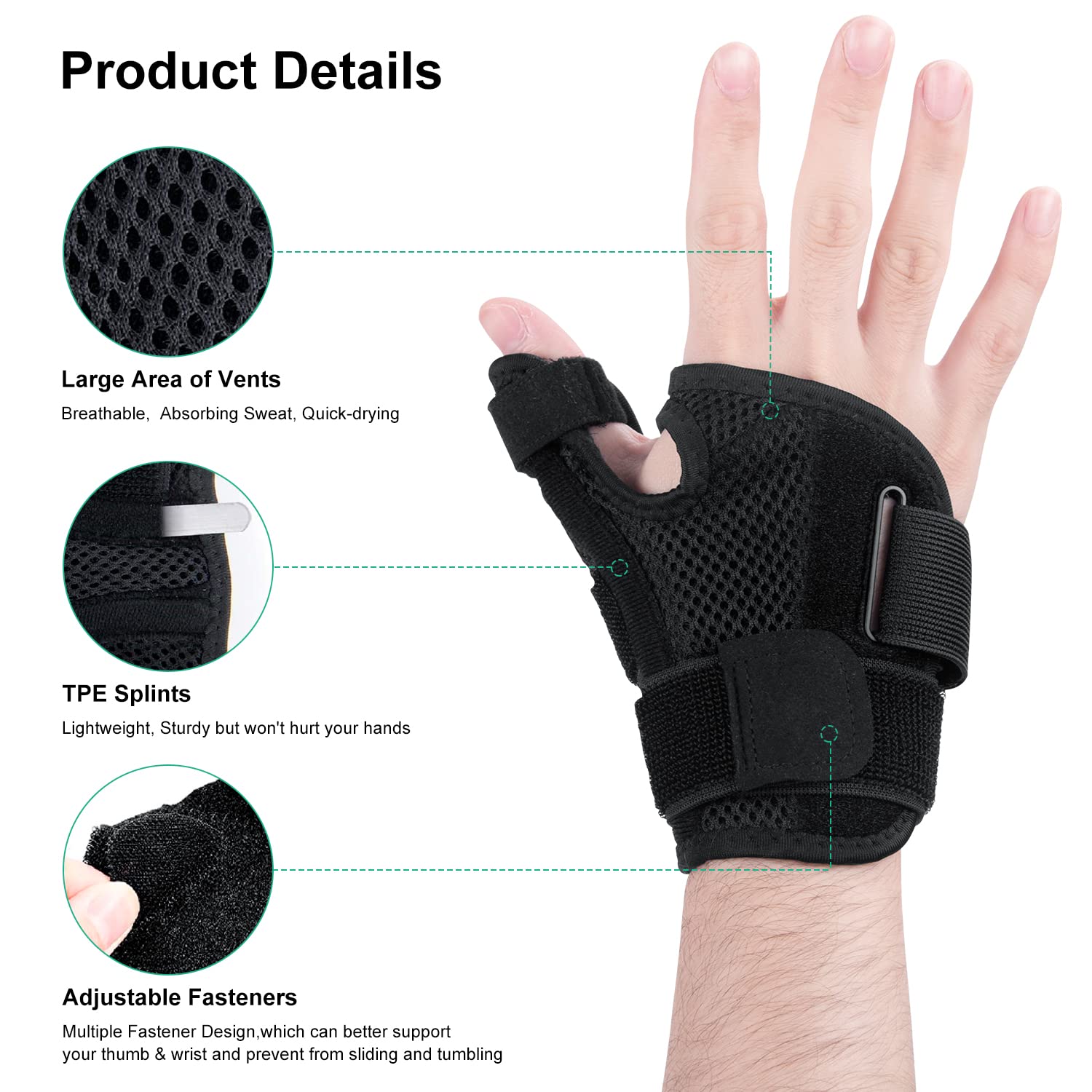 Wrist Brace Adjustable Wrist Wraps & Support for Carpal Tunnel Relief & Night Support, Thumb & Hand Brace, Wrist Splint for Tendonitis, Arthritis, Tenosynovitis, Fractures, Sprains, working out